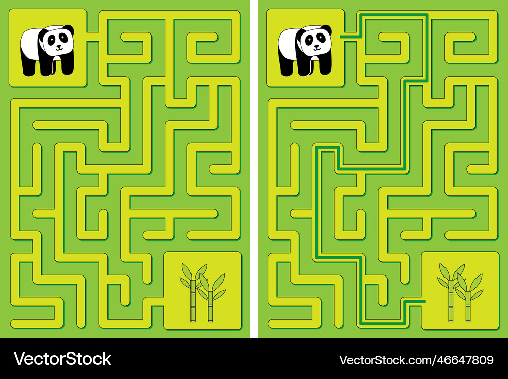 Einfach panda maze Lizenzfreies Vektorbild - VectorStock