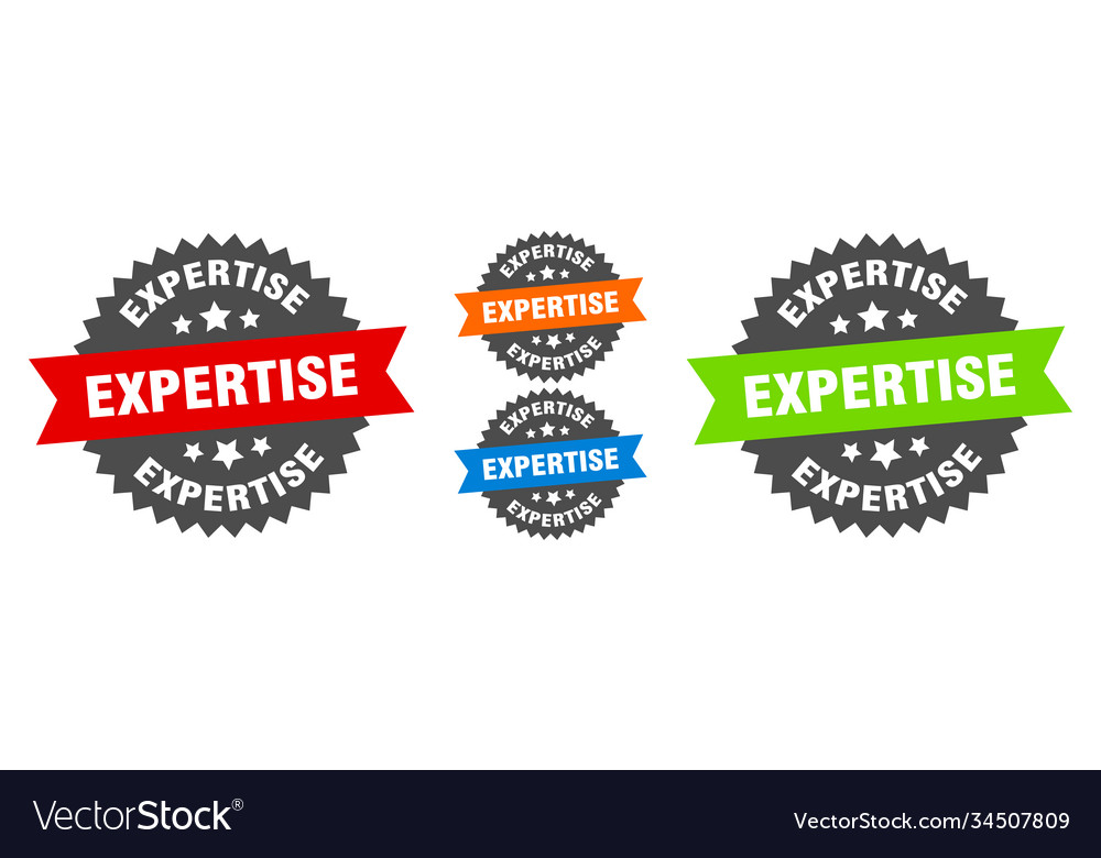 Expertise sign round ribbon label set seal Vector Image