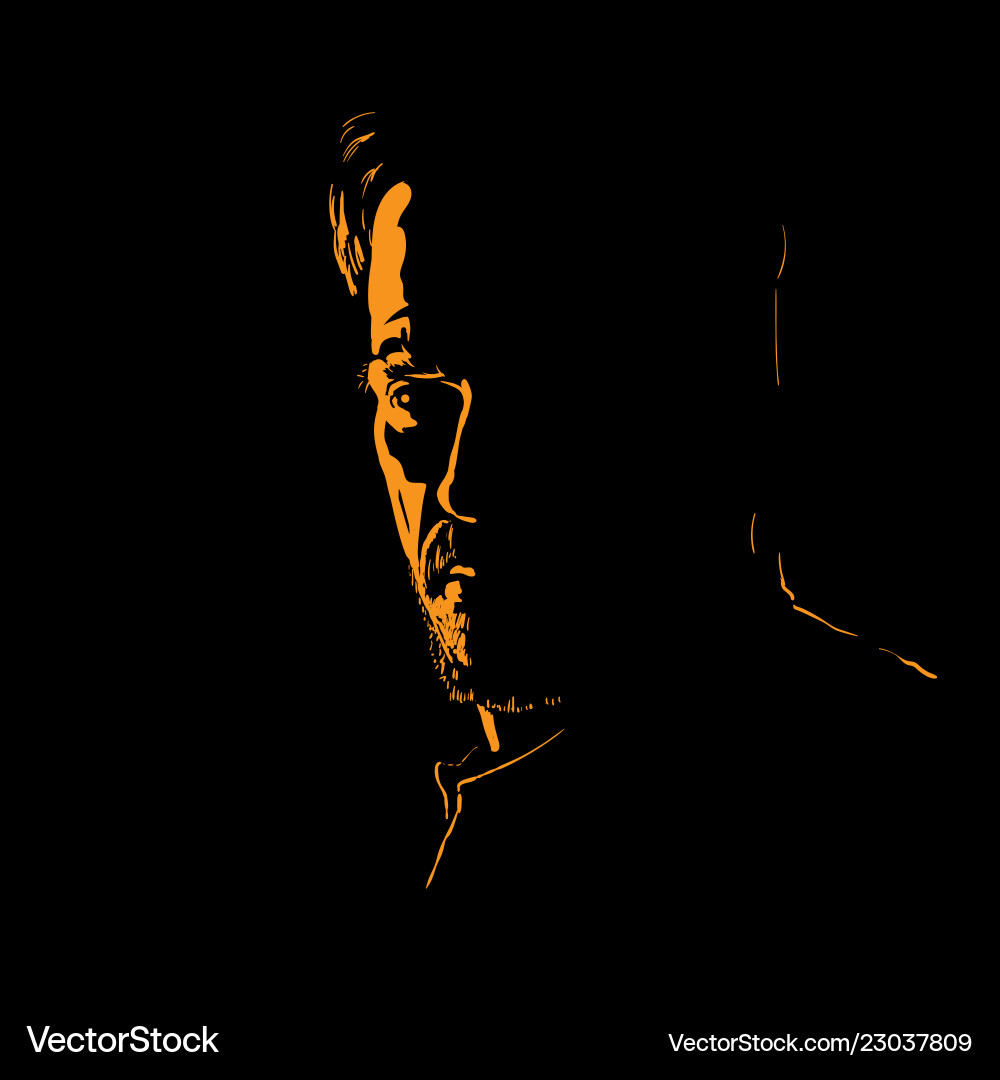 Man portrait silhouette in backlight contrast Vector Image