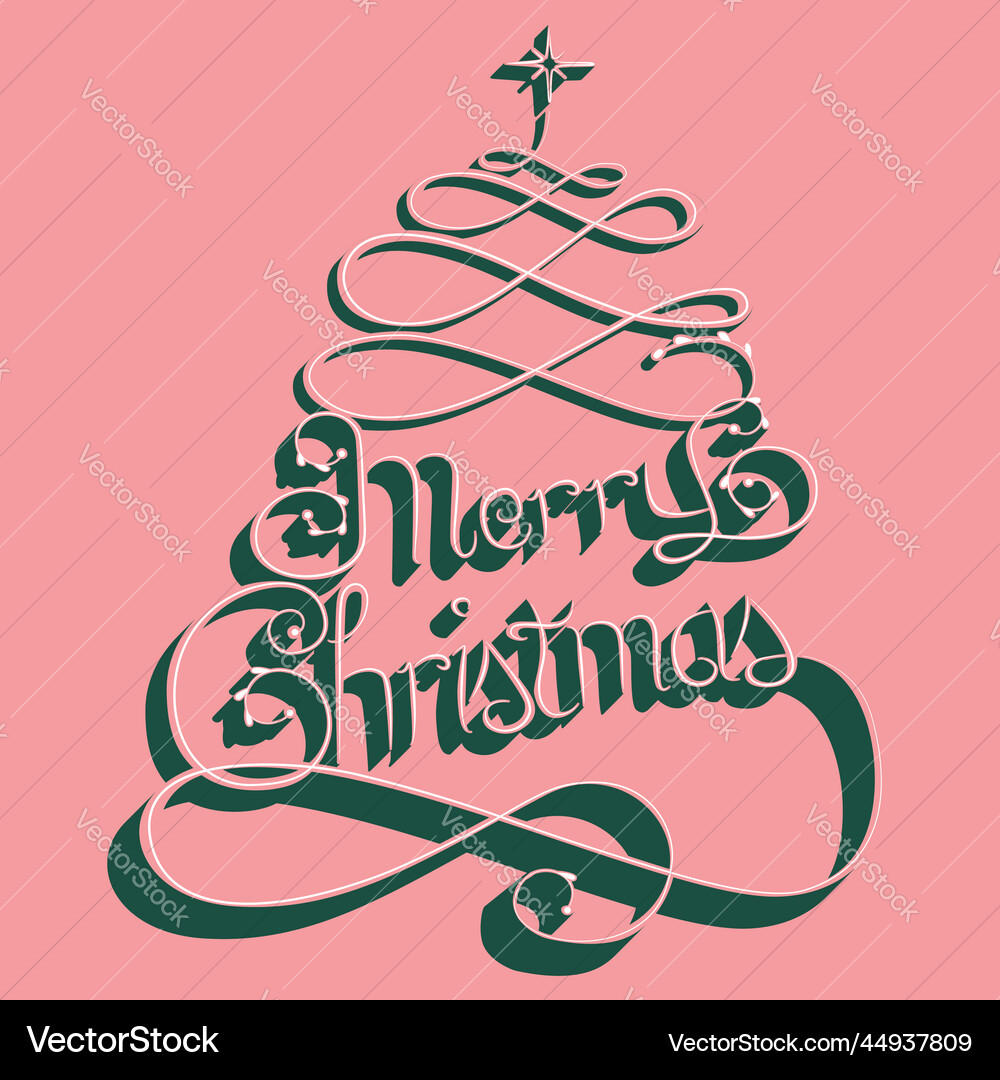 Merry christmas decorative tree lettering Vector Image