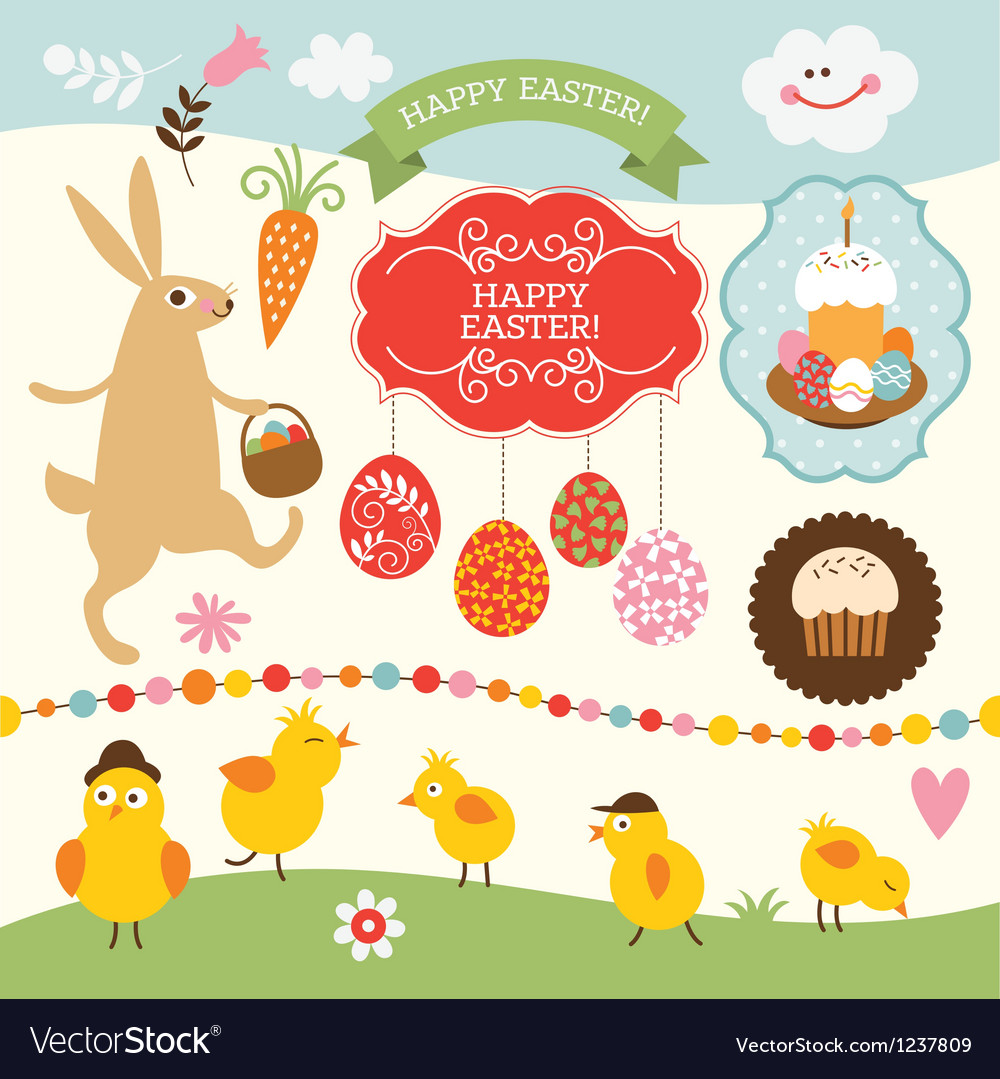 Set easter elements Royalty Free Vector Image - VectorStock
