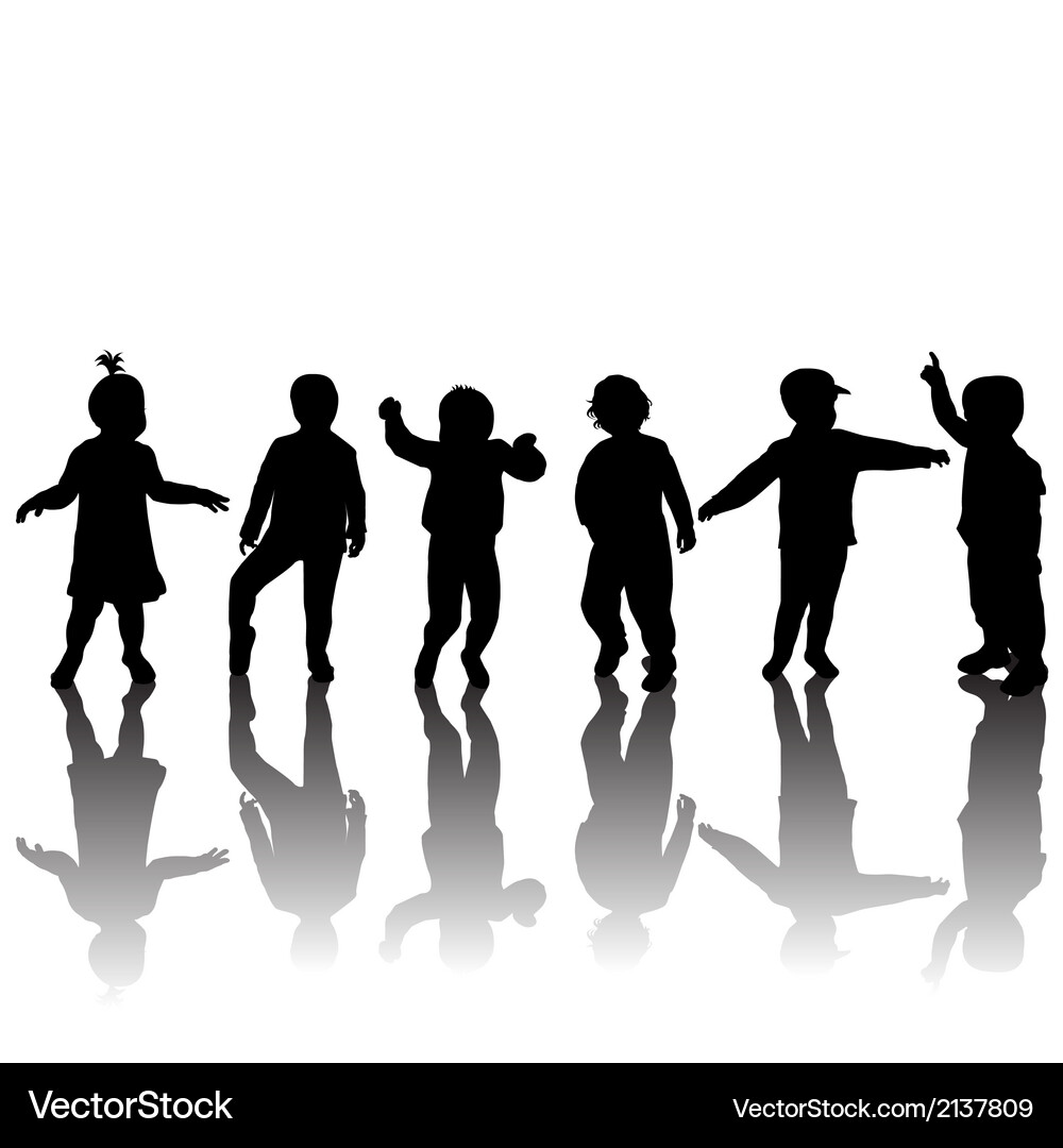 Silhouettes children and shadows Royalty Free Vector Image