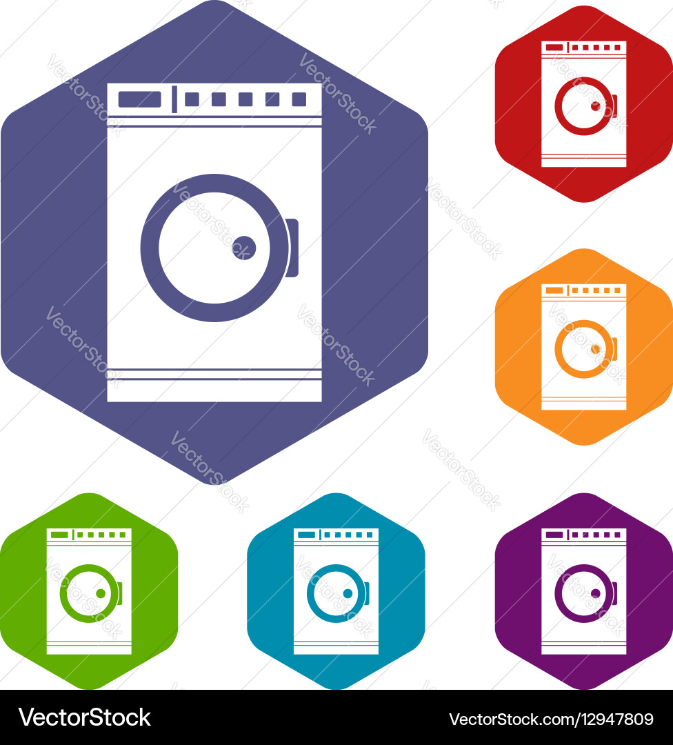 Washing machine icons set Royalty Free Vector Image