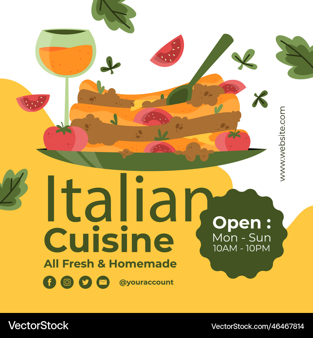 Italian restaurant posts template Royalty Free Vector Image