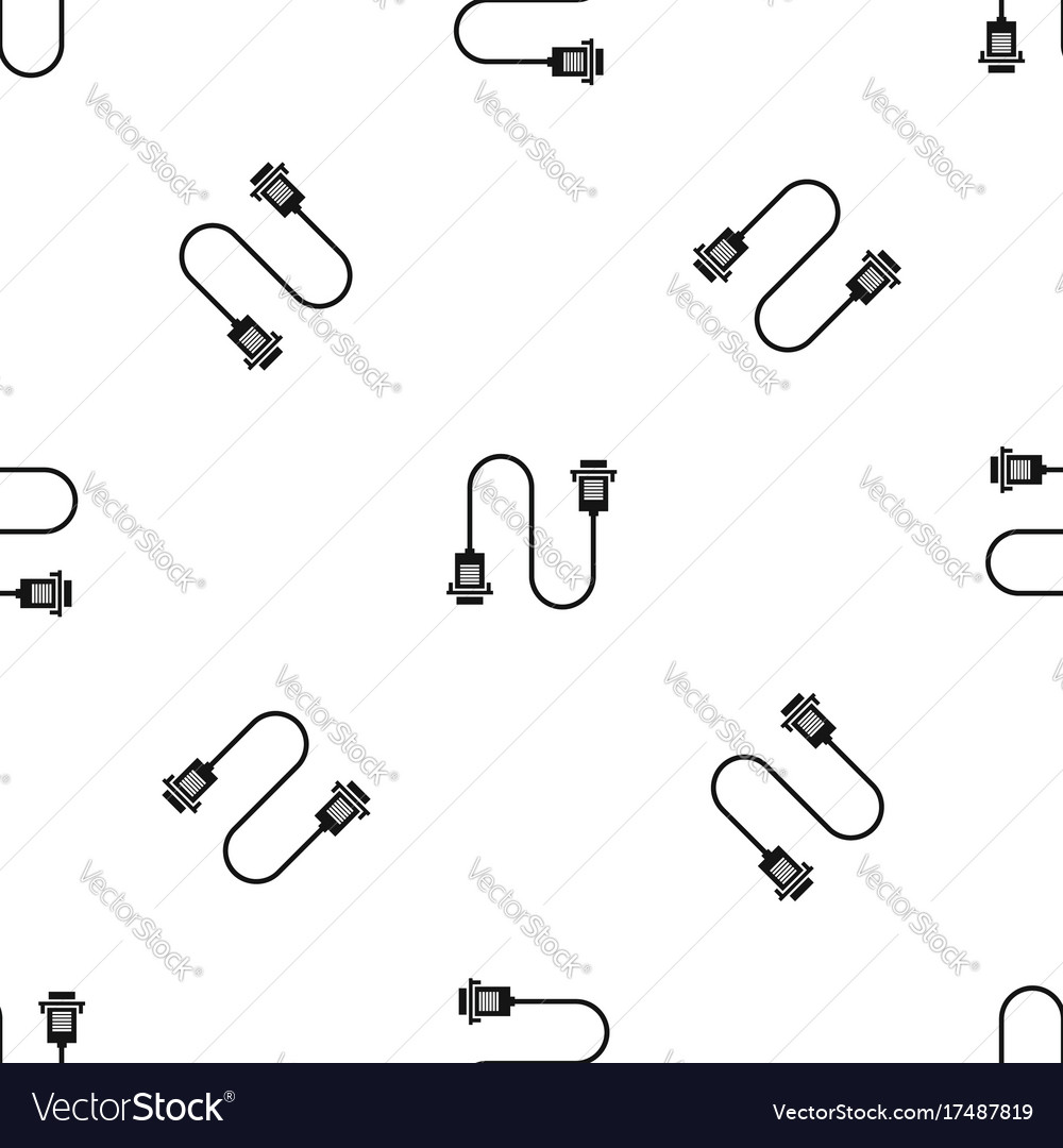 Cable wire computer pattern seamless black Vector Image