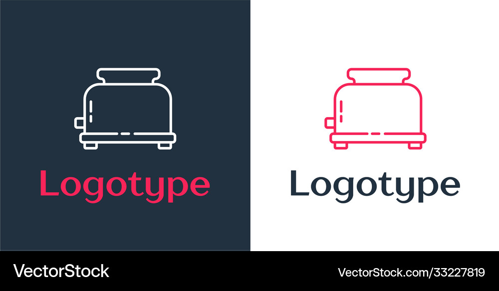 Logotype line toaster with toasts icon isolated Vector Image