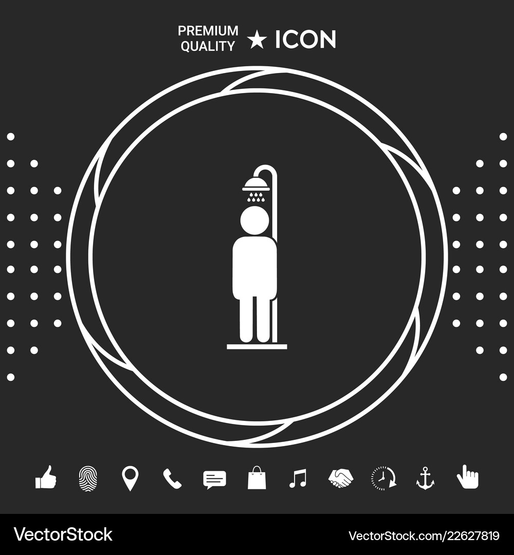 Man taking a shower graphic elements Royalty Free Vector