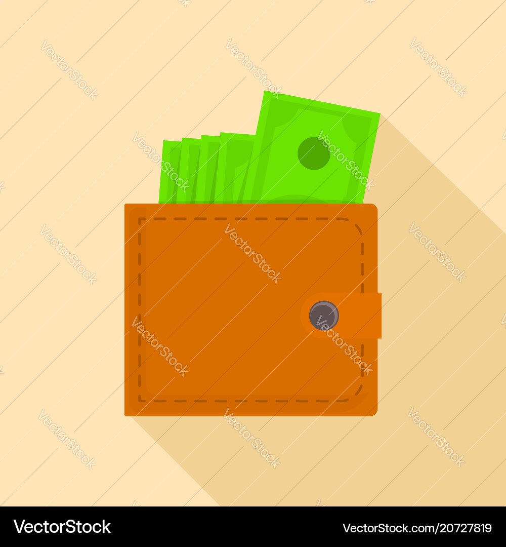 Wallet icon flat style Royalty Free Vector Image
