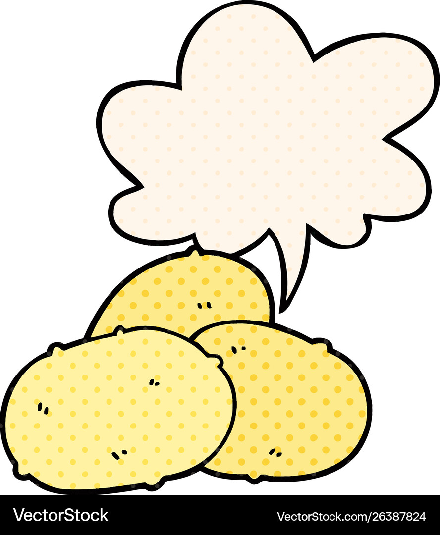 Cartoon potatoes and speech bubble in comic book Vector Image