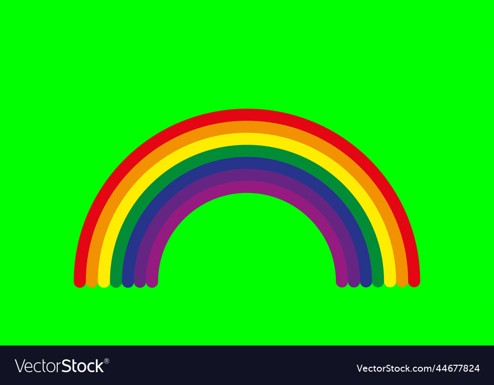 Colored rainbow on a green background Royalty Free Vector