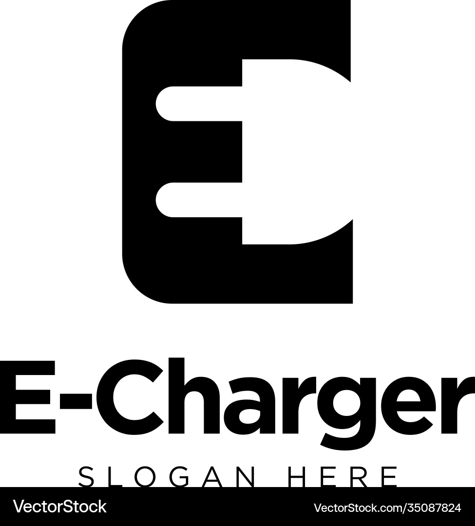E-charger logo design technology charger Vector Image