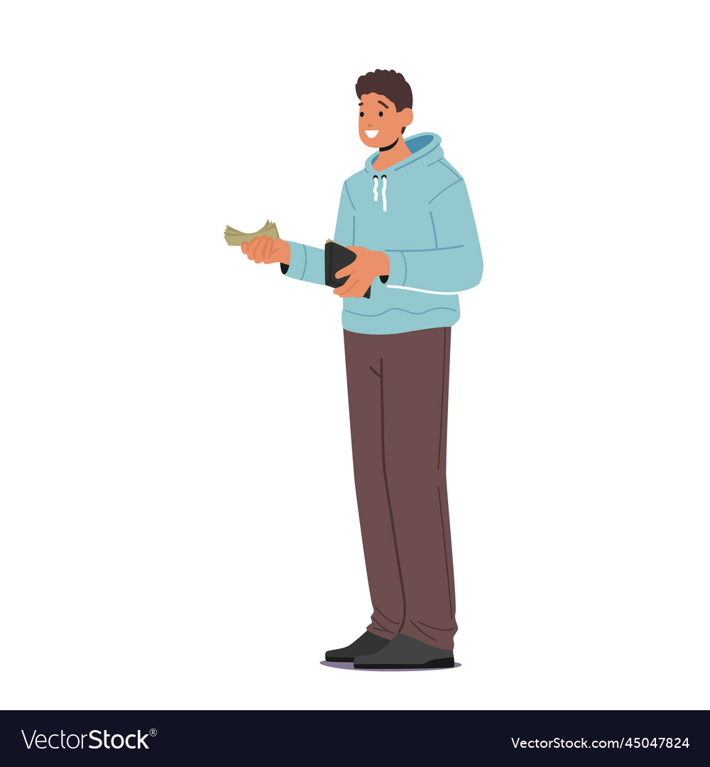 Man holding wallet and banknotes in hands isolated Man holding wallet and banknotes in hands isolated