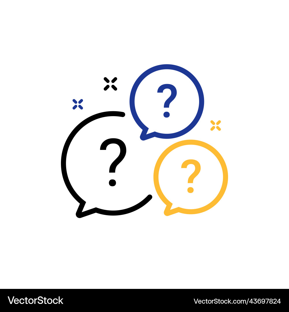 Question bubbles line icon logo faq box Royalty Free Vector