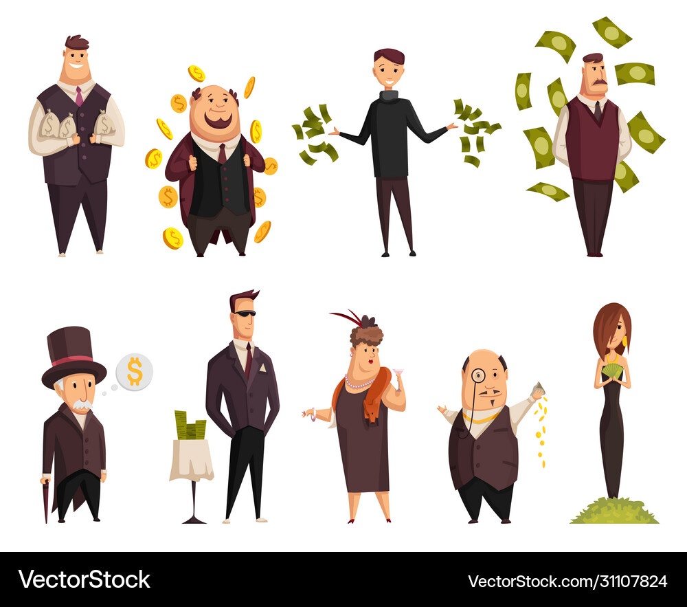 Rich People Cartoon Set Royalty Free Vector Image