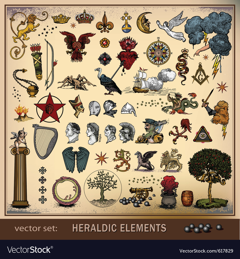 Heraldic elements Royalty Free Vector Image - VectorStock Heraldic elements Royalty Free Vector Image - VectorStock
