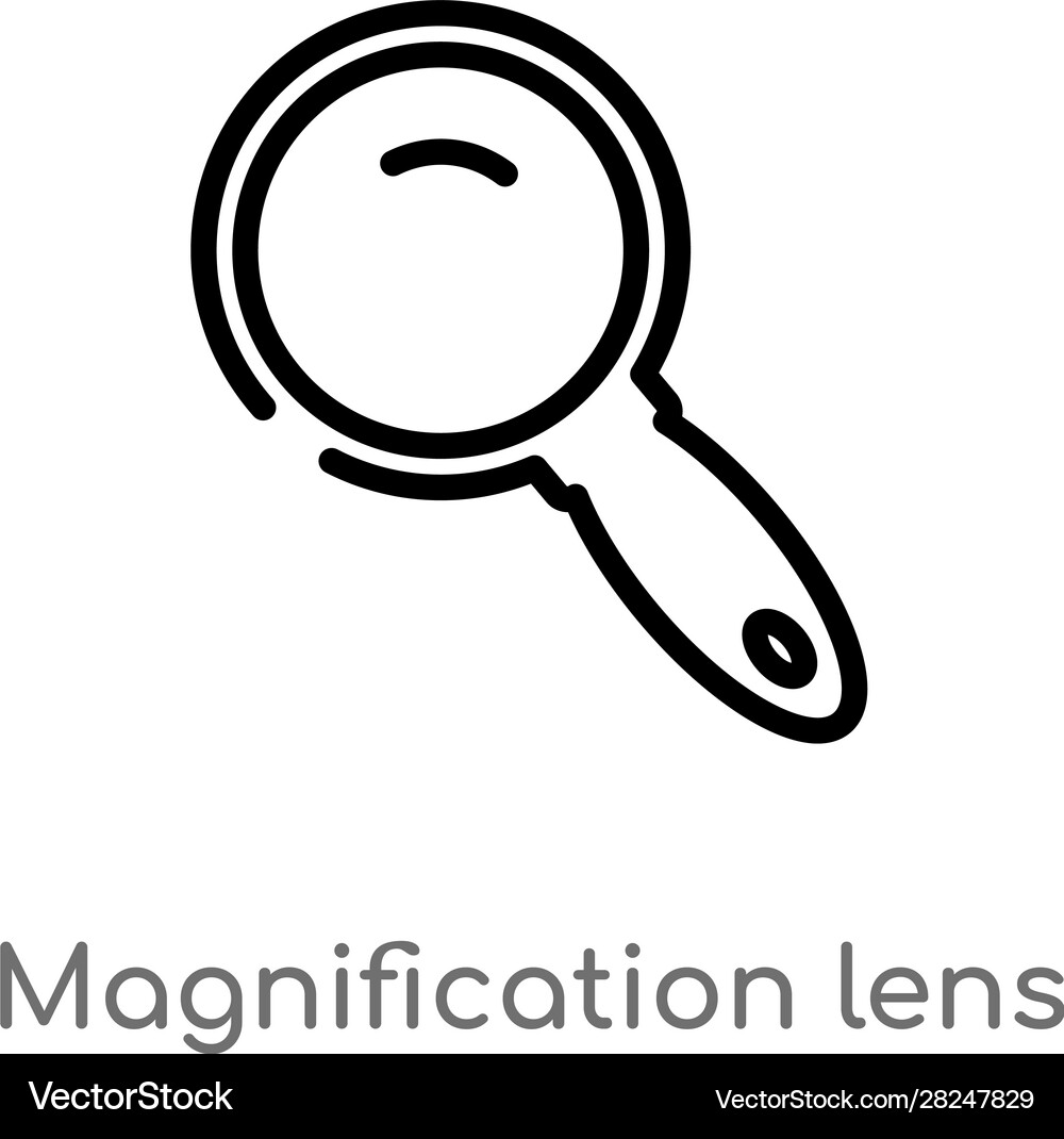 Outline magnification lens icon isolated black Vector Image