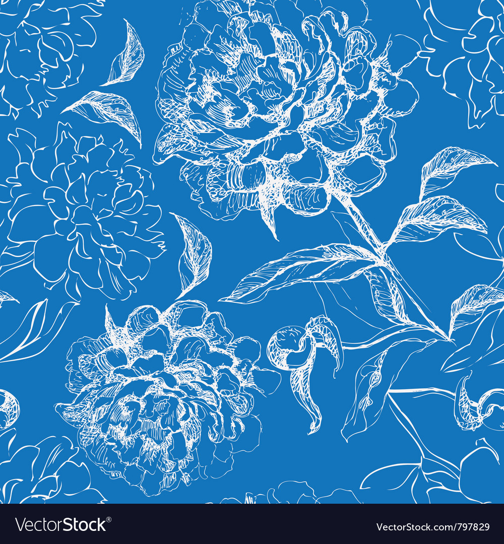 Peony seamless pattern Royalty Free Vector Image