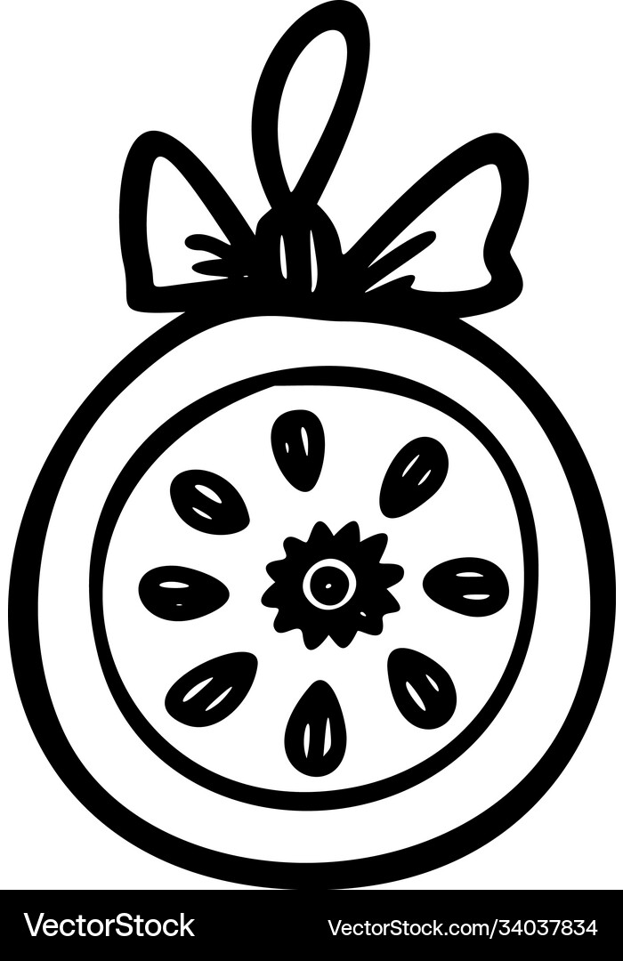 Christmas toy outline hand drawn logo element Vector Image