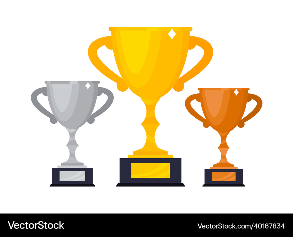 Gold silver and bronze award trophy goblet cup Vector Image