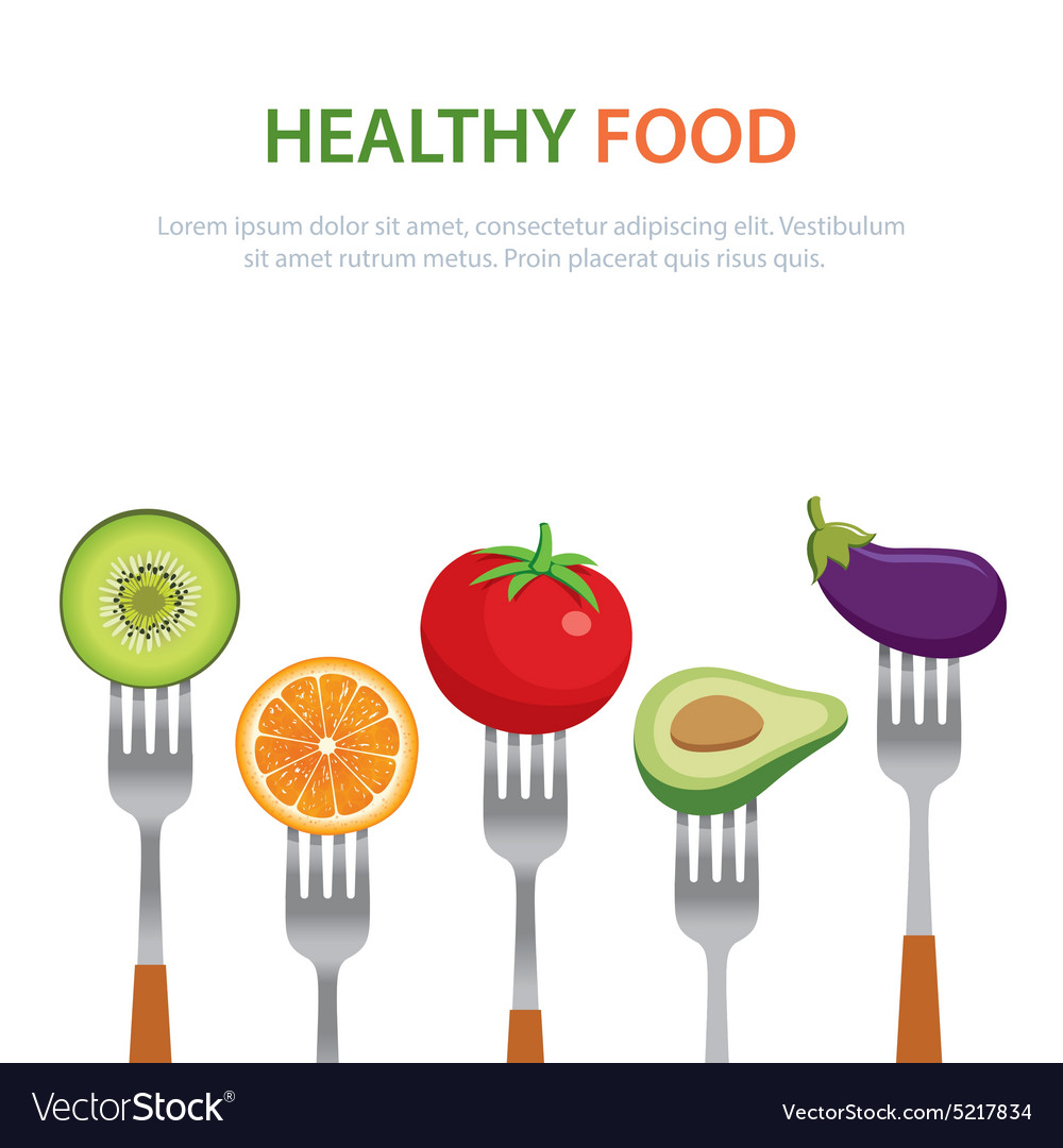 Healthy Food On The Forks Diet Concept Royalty Free Vector