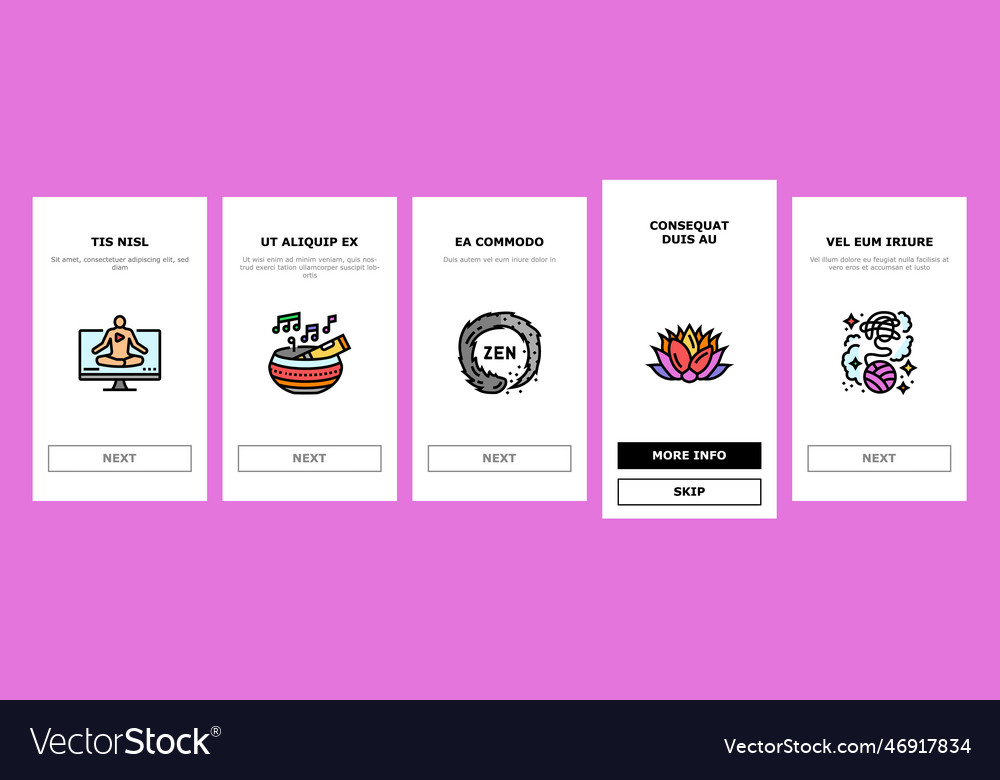 Meditation Yoga Relax Zen Onboarding Icons Set Vector Image
