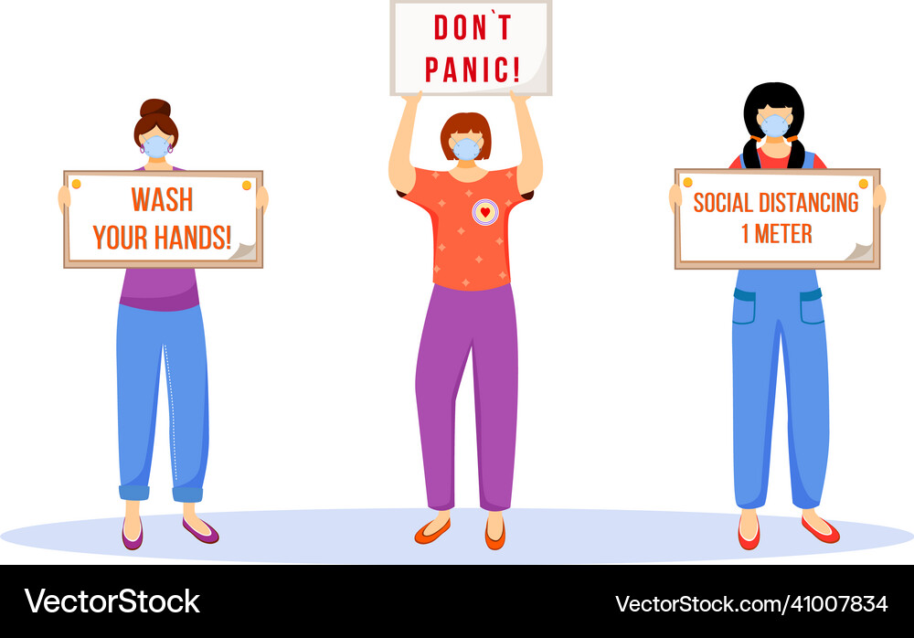 Quarantine measures flat color faceless Royalty Free Vector