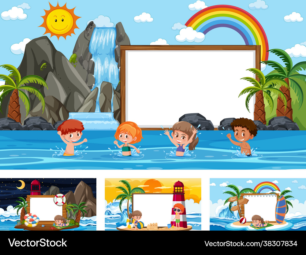Set different tropical beach scenes with blank Vector Image