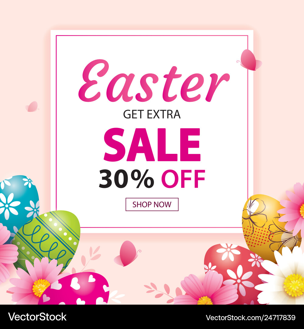 Easter sale banner design template with colorful Vector Image