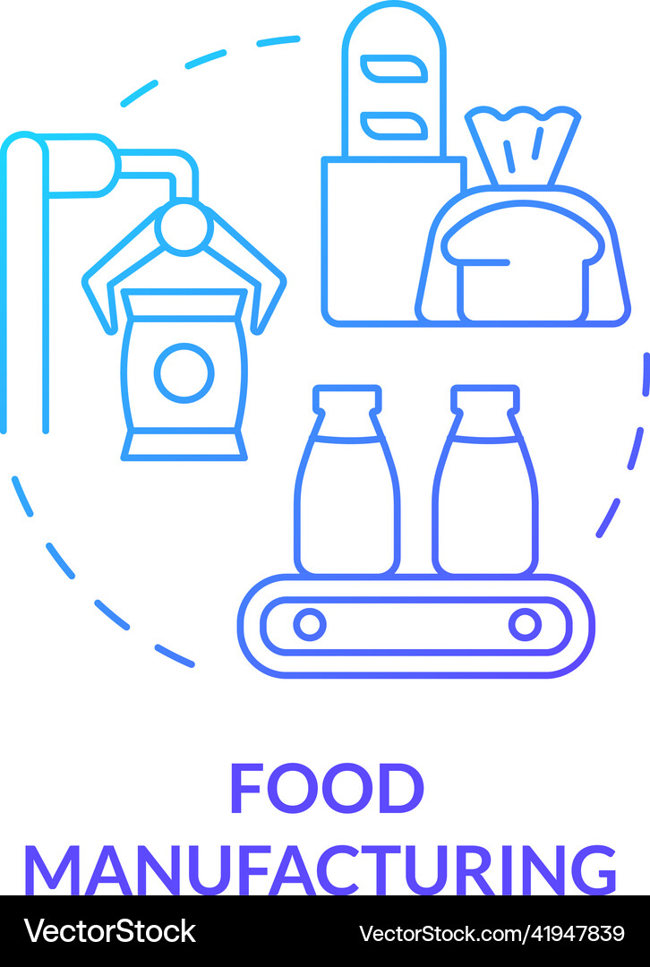 Food manufacturing blue gradient concept icon Vector Image