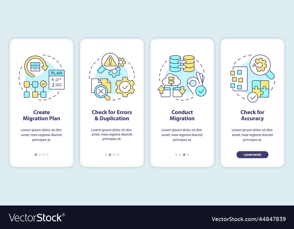 Perform cms data migration onboarding mobile app Vector Image