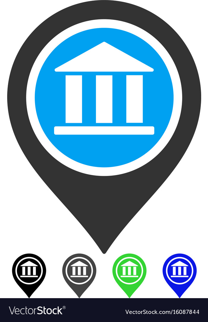 Bank map pointer flat icon Royalty Free Vector Image