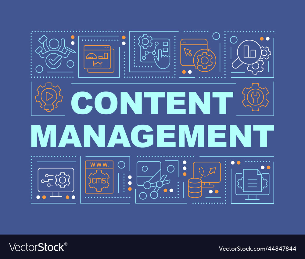 Content management word concepts dark blue banner Vector Image
