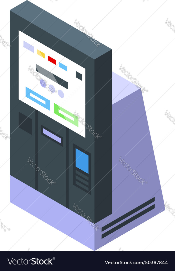 Monitor self service icon isometric check Vector Image