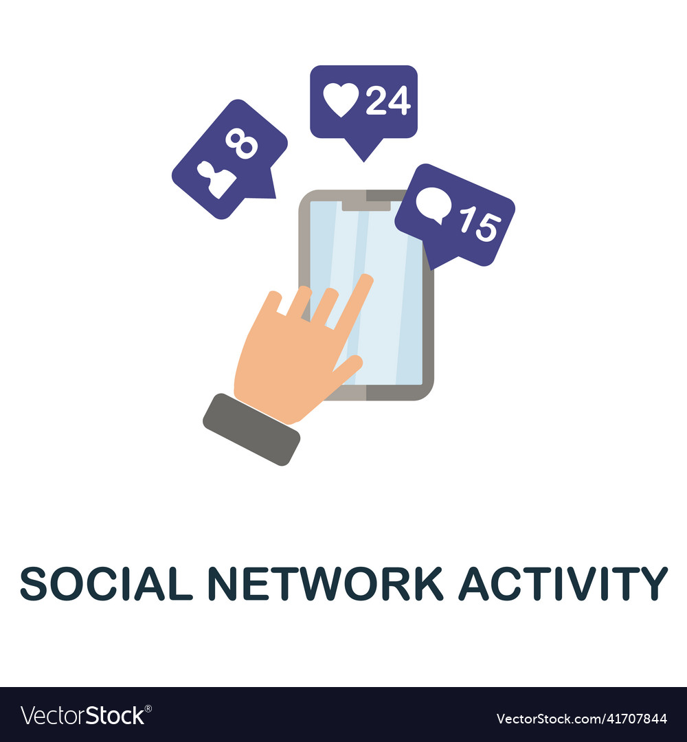 Social network activity flat icon colored element Vector Image Social network activity flat icon colored element Vector Image