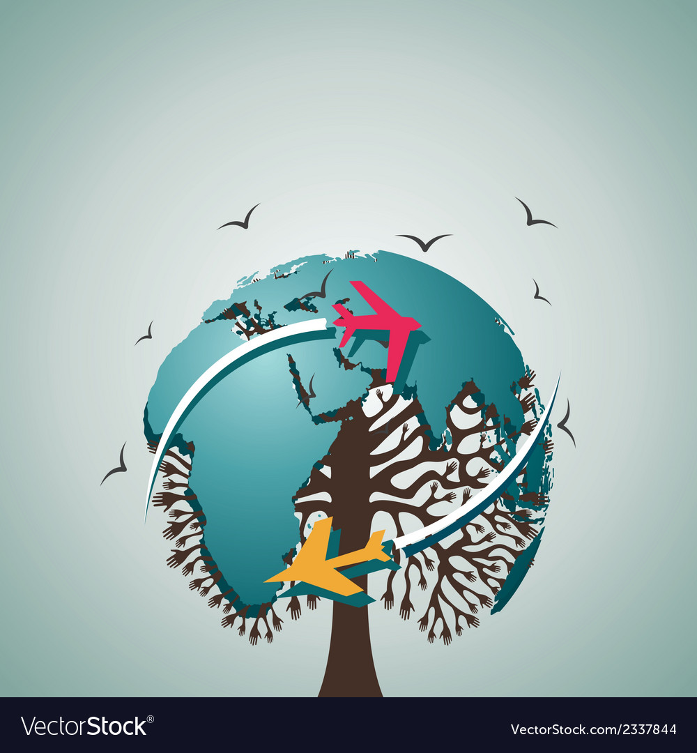 World map tree Royalty Free Vector Image - VectorStock