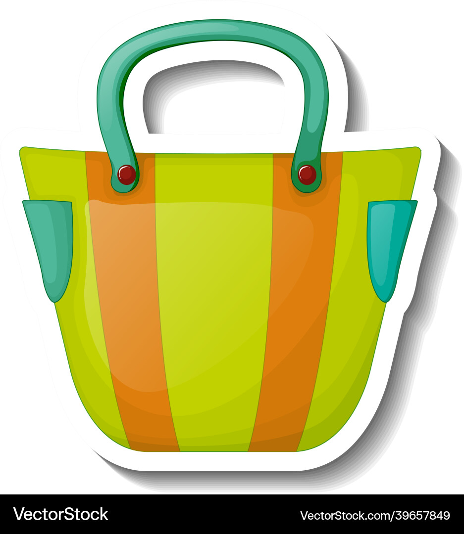 A sticker template with women handbag isolated Vector Image