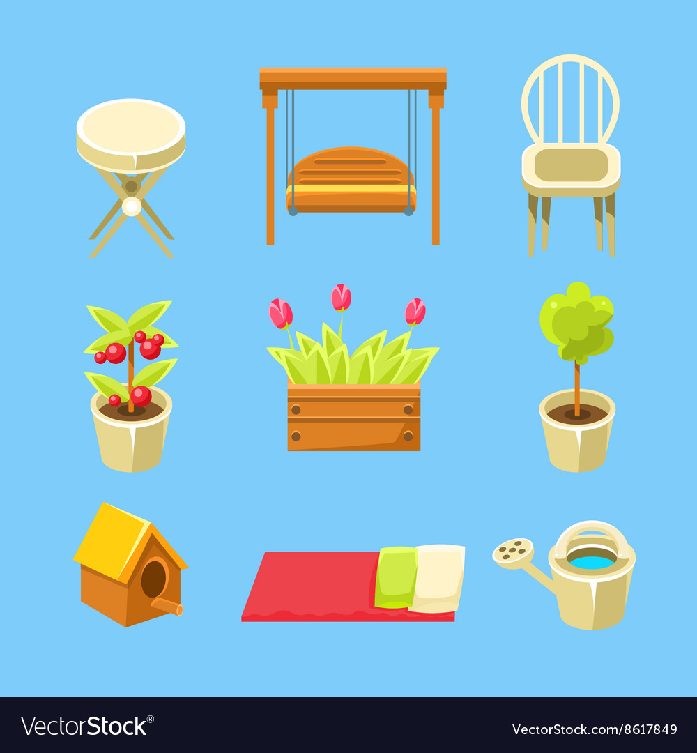 Garden objects set Royalty Free Vector Image - VectorStock