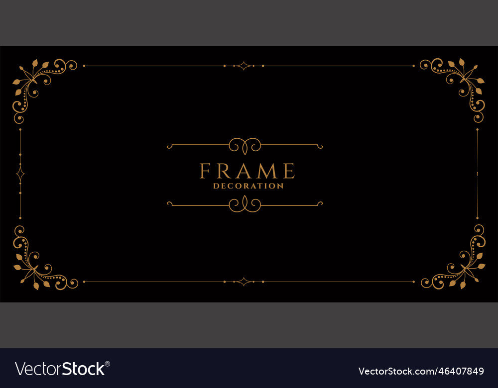 Golden floral artistic frame border design Vector Image
