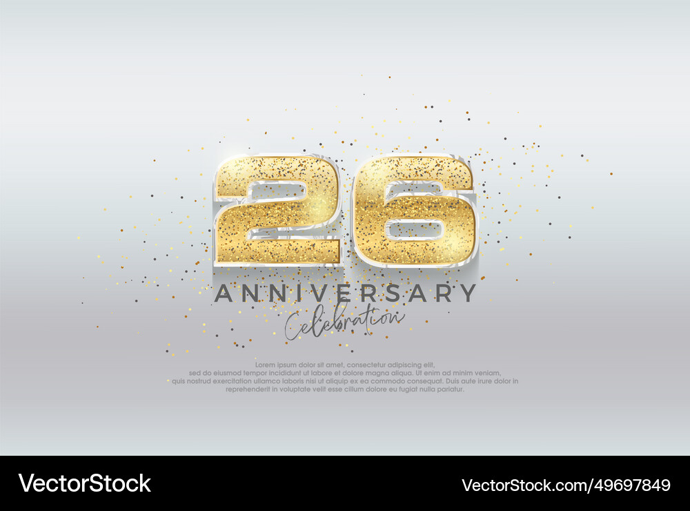 Golden number 26th premium design with luxurious Vector Image