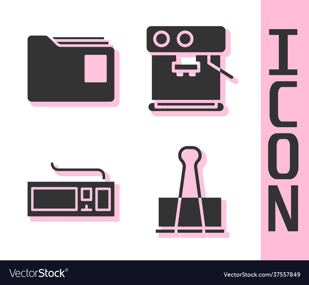 Set binder clip document folder keyboard Vector Image