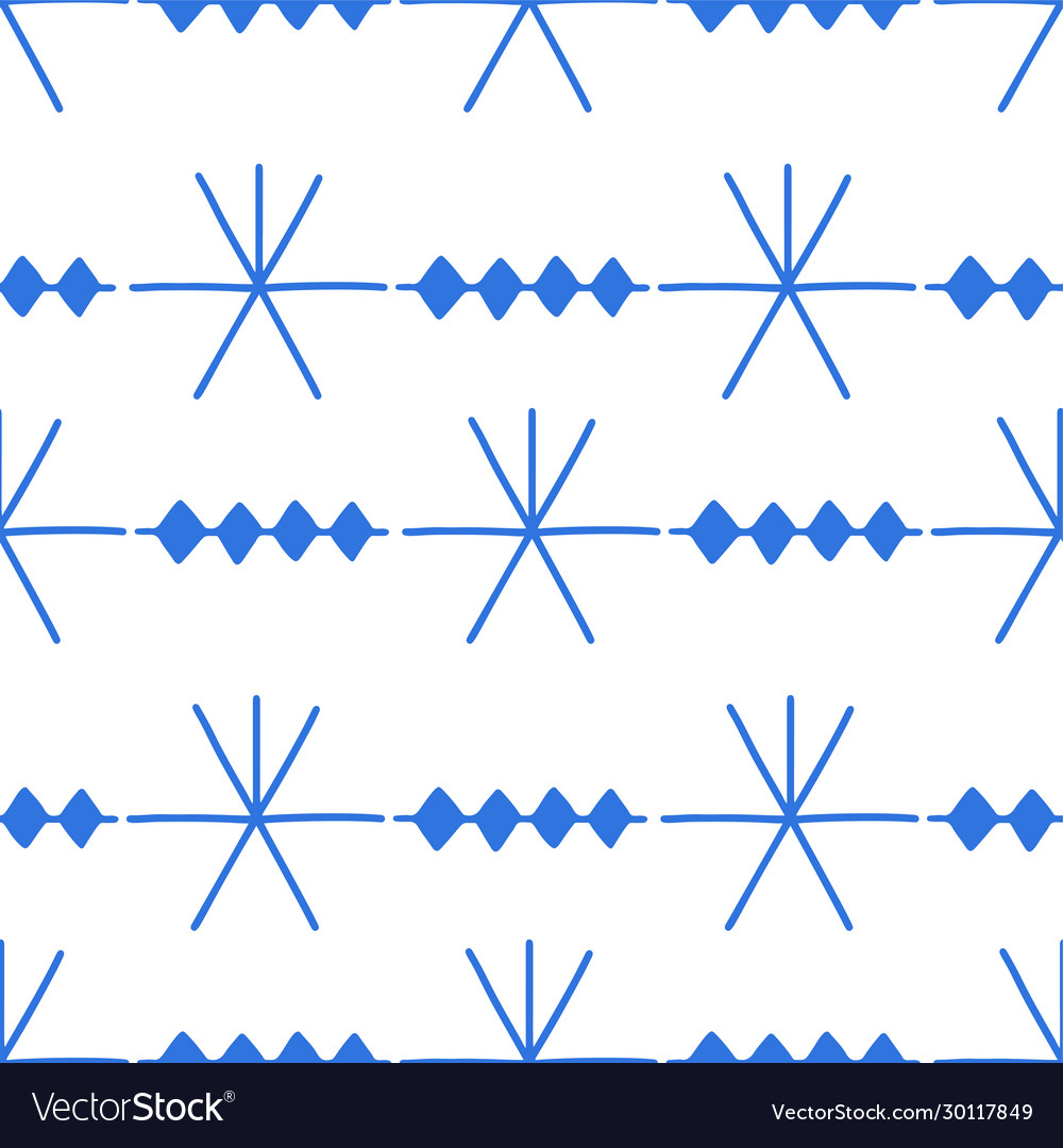 Simple abstract pattern blue colored ethnic Vector Image