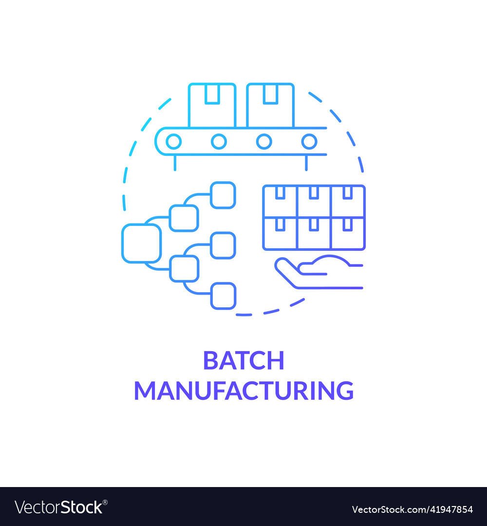 Batch manufacturing blue gradient concept icon Vector Image
