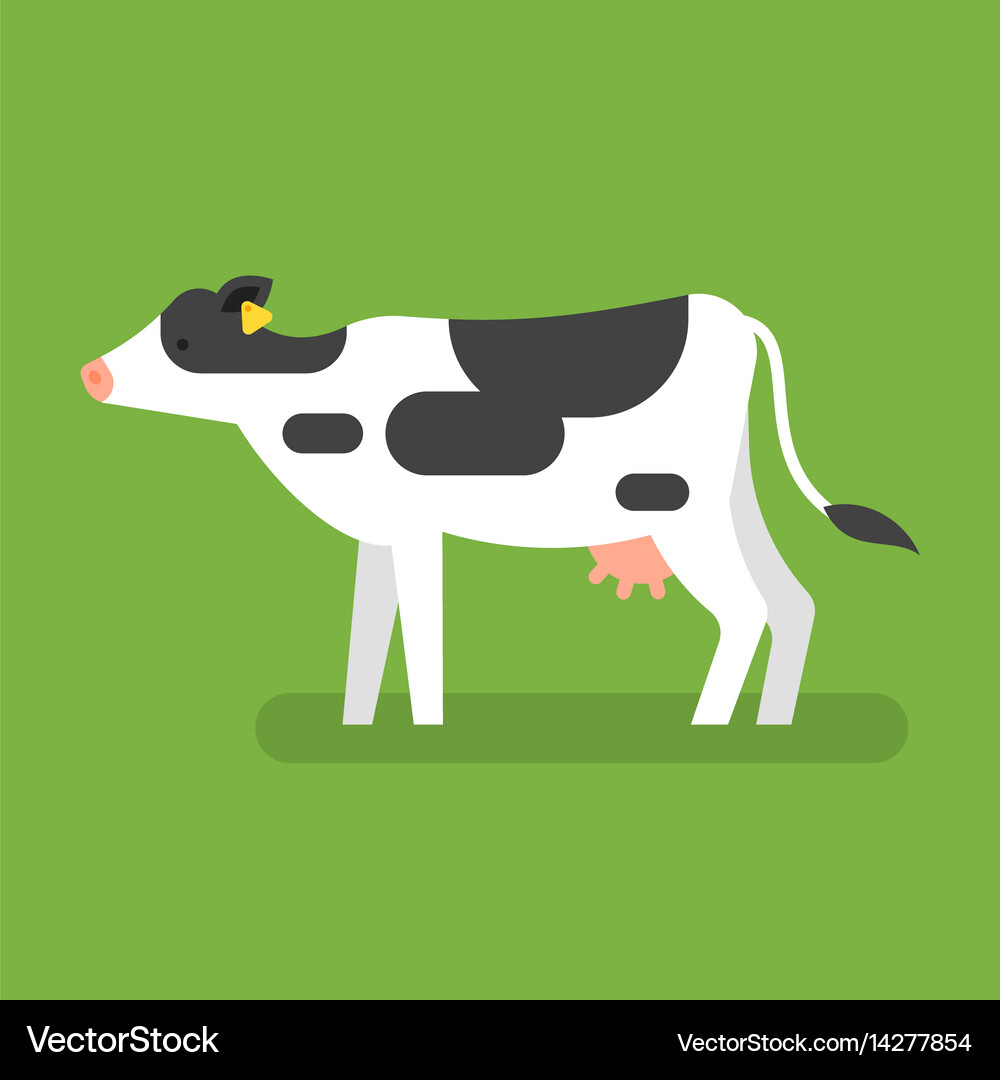 Flat style of cow Royalty Free Vector Image - VectorStock
