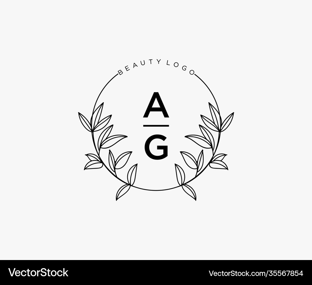 Initial ag letters beautiful floral feminine Vector Image