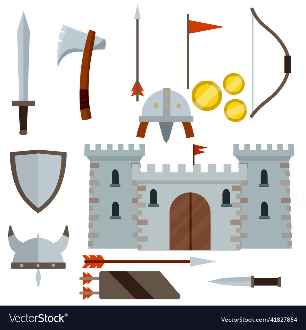Medieval set of item Royalty Free Vector Image