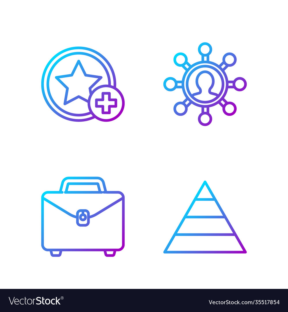 Set line pyramid chart infographics briefcase Vector Image Set line pyramid chart infographics briefcase Vector Image