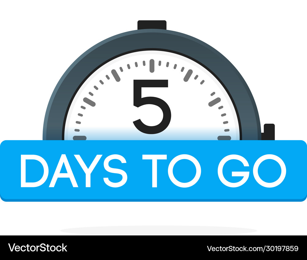 Five day to go label alarm clock flat with blue Vector Image