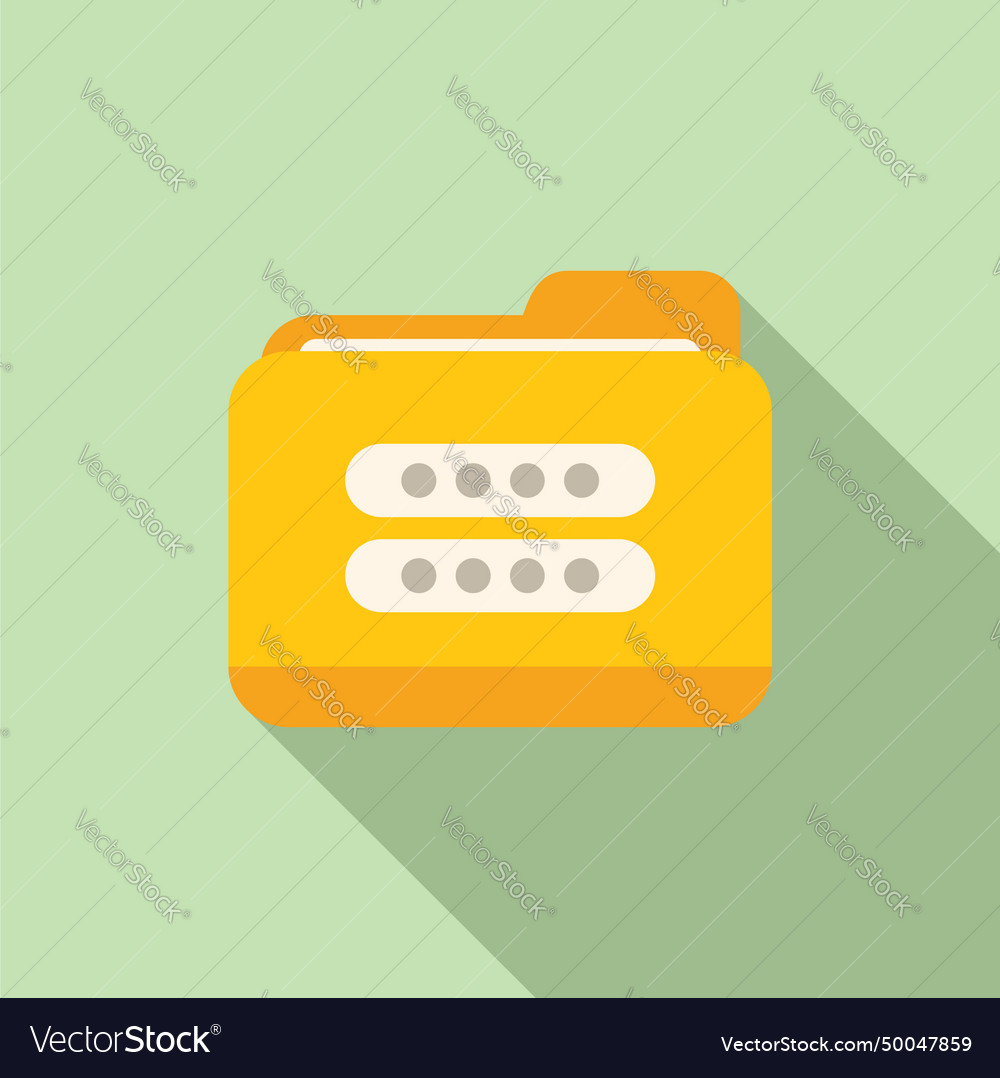 Folder Password Icon Flat Data Secure Royalty Free Vector