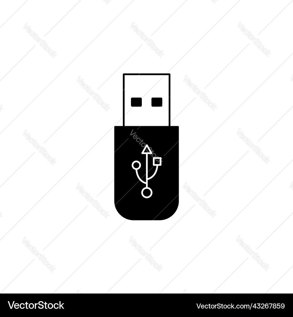 Usb flash drive black icon memory stick icon Vector Image