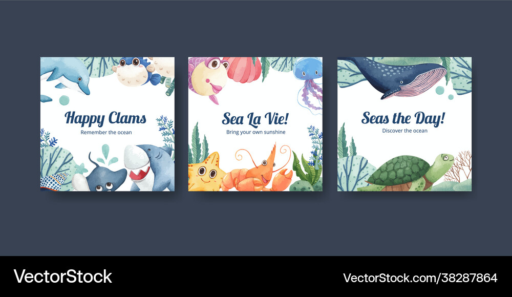 Banner template with ocean delighted Royalty Free Vector
